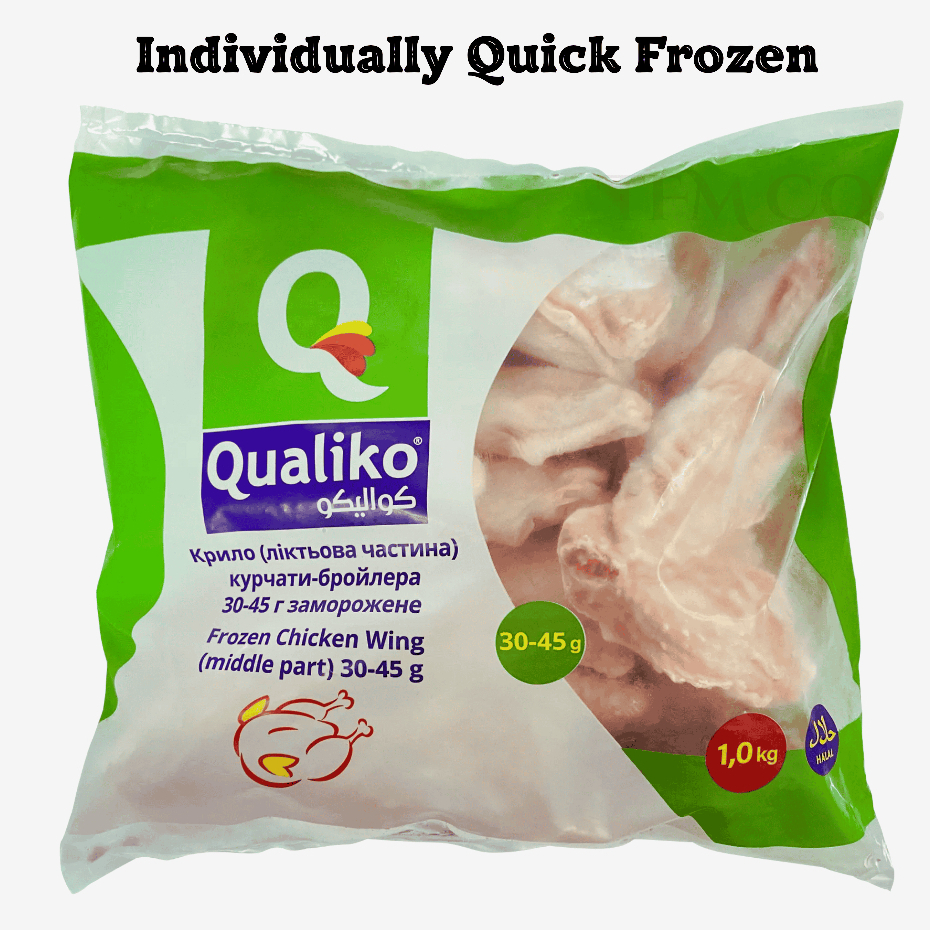 Qualiko Frozen Chicken Middle Joint Wing Mid Joint Wing IQF 1KG Halal ...