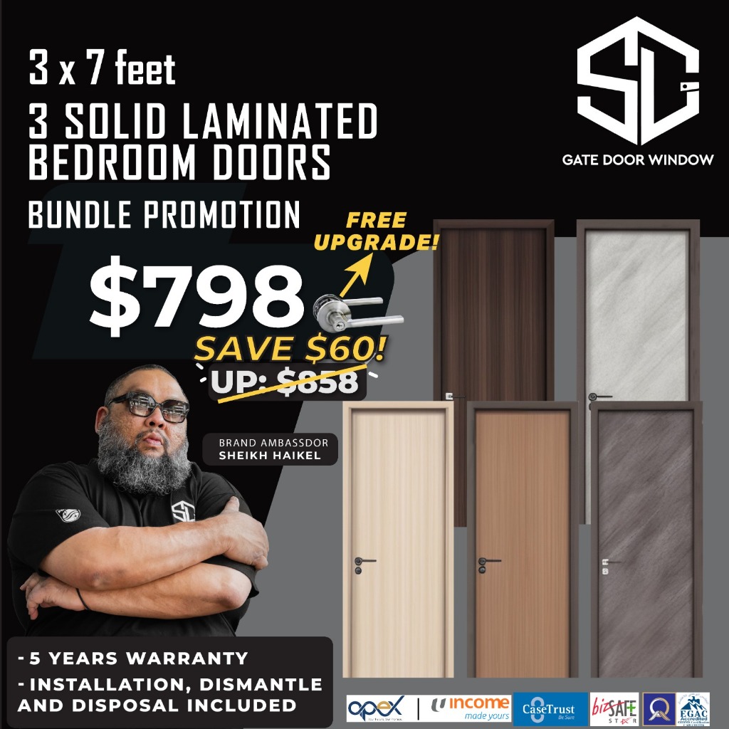 [ 2025 NEW YEAR PROMOTION ] 3x7ft Solid Laminated 3 Bedroom Doors ...