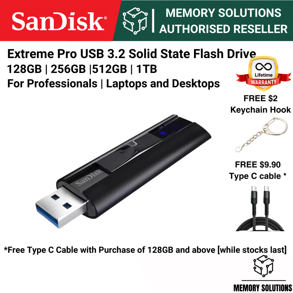 SanDisk Extreme PRO USB 3.1 Solid State Thumb Drive Flash Drive 420MB/s ...