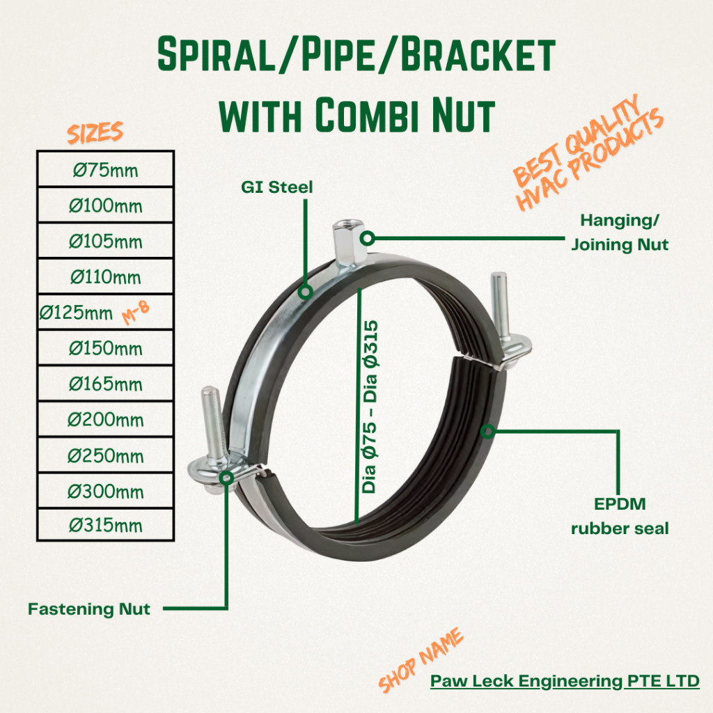Pipe clamp with Rubber/Spiral Duct Clamp with Combi Nut/Bracket Clamp ...