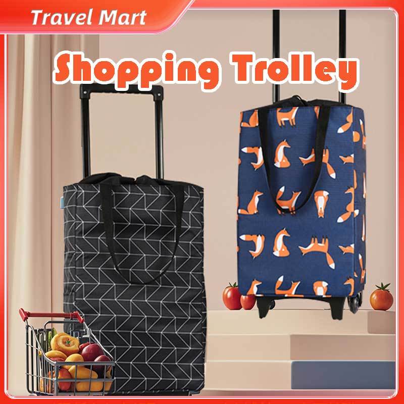 [SG stock] Shopping trolley/20KG/Retractable Folding Grocery Shopping ...