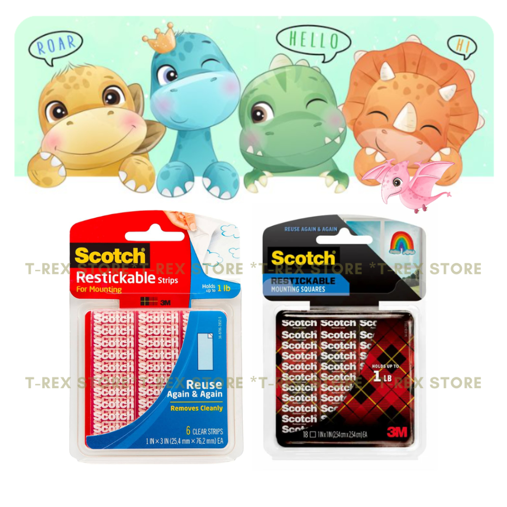 3M SCOTCH™ R100 / R101 Restickable Mounting Tabs in Strips - Reuse ...