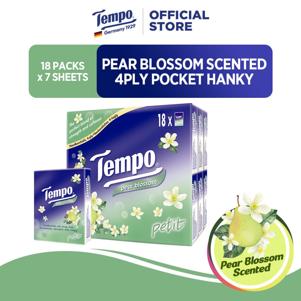 [Bundle Of 2/4/10] Tempo 4ply Pocket Hanky Facial Tissue Pear Blossom ...