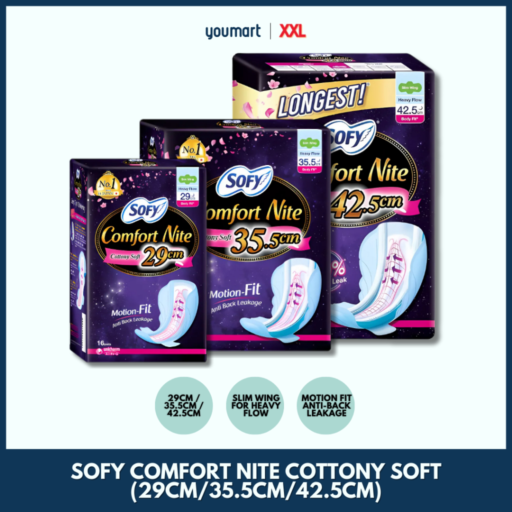 Sofy Comfort Nite Cottony Soft Sanitary Pad • 29cm / 35.5cm / 42.5cm • by XXL Store | Shopee ...