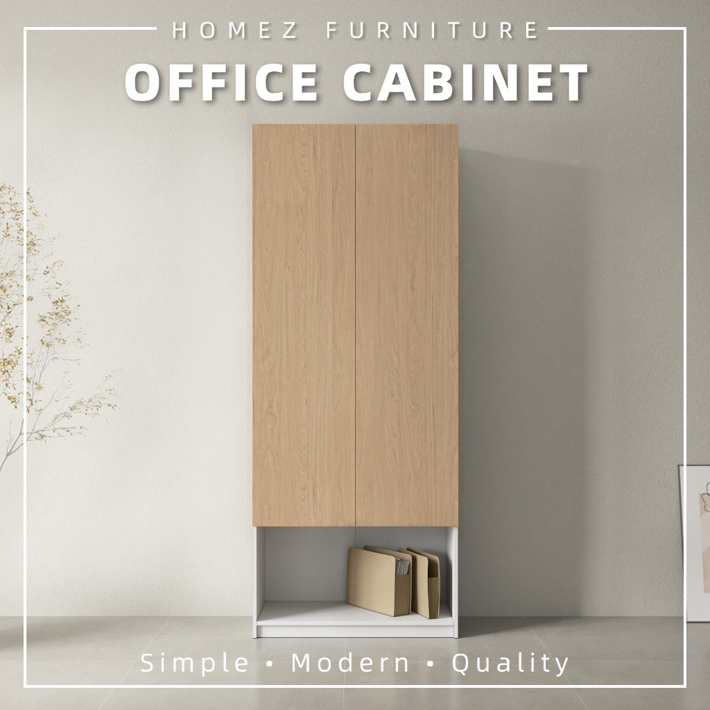 Homez Office Cabinet 2.6FTx6.5FT Tall Soft Close Doors/Open Shelves ...