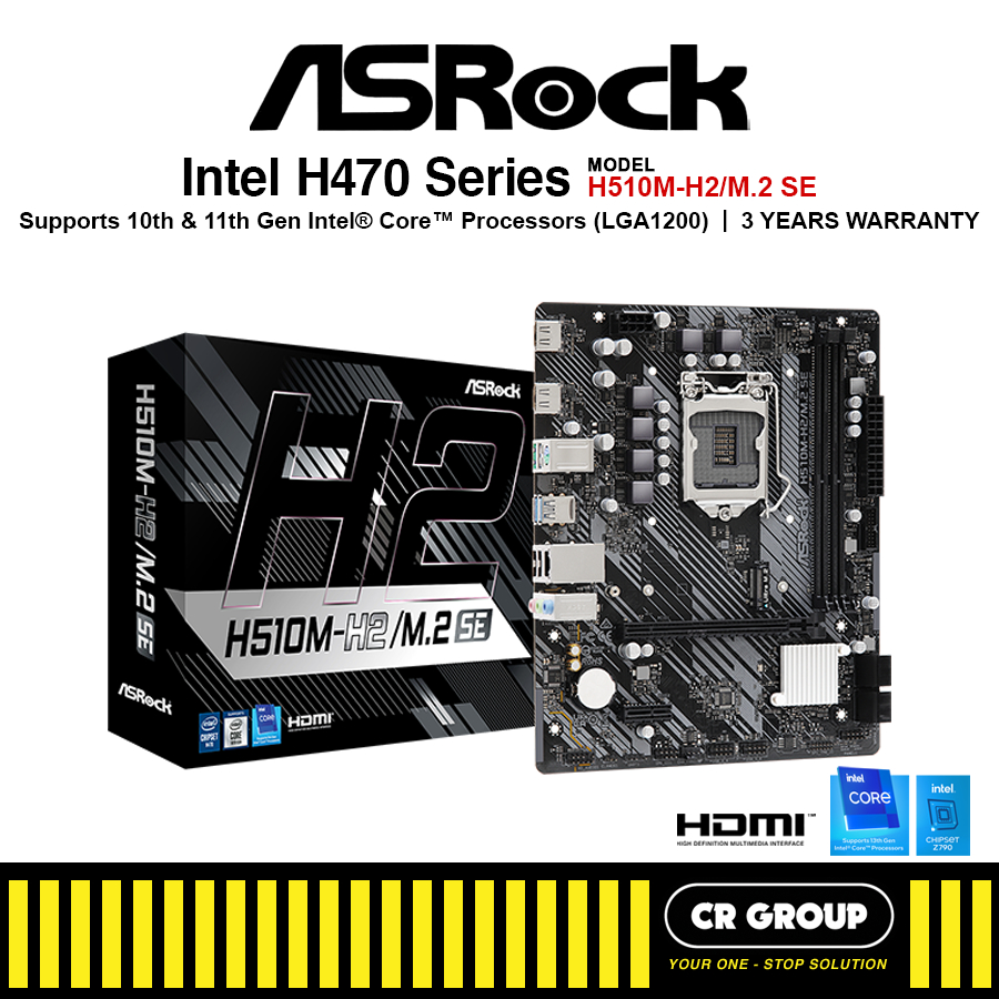 ASRock H510M-H2/M.2 SE DDR4 Micro-ATX Motherboard - Intel H470 Chipset ...