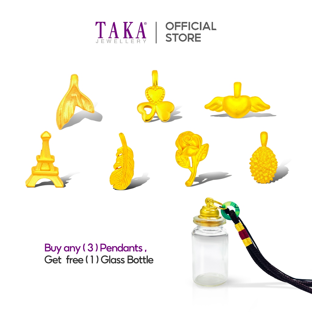 TAKA Jewellery 999 Pure Gold Mini Pendant - Assorted Designs | Shopee ...