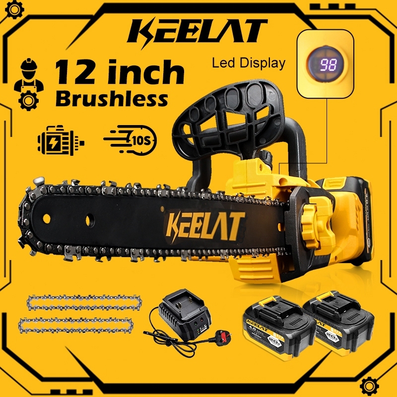 KEELAT KEC009 Cordless Chainsaw 12 Inch Electric Saw Porable Mini ...