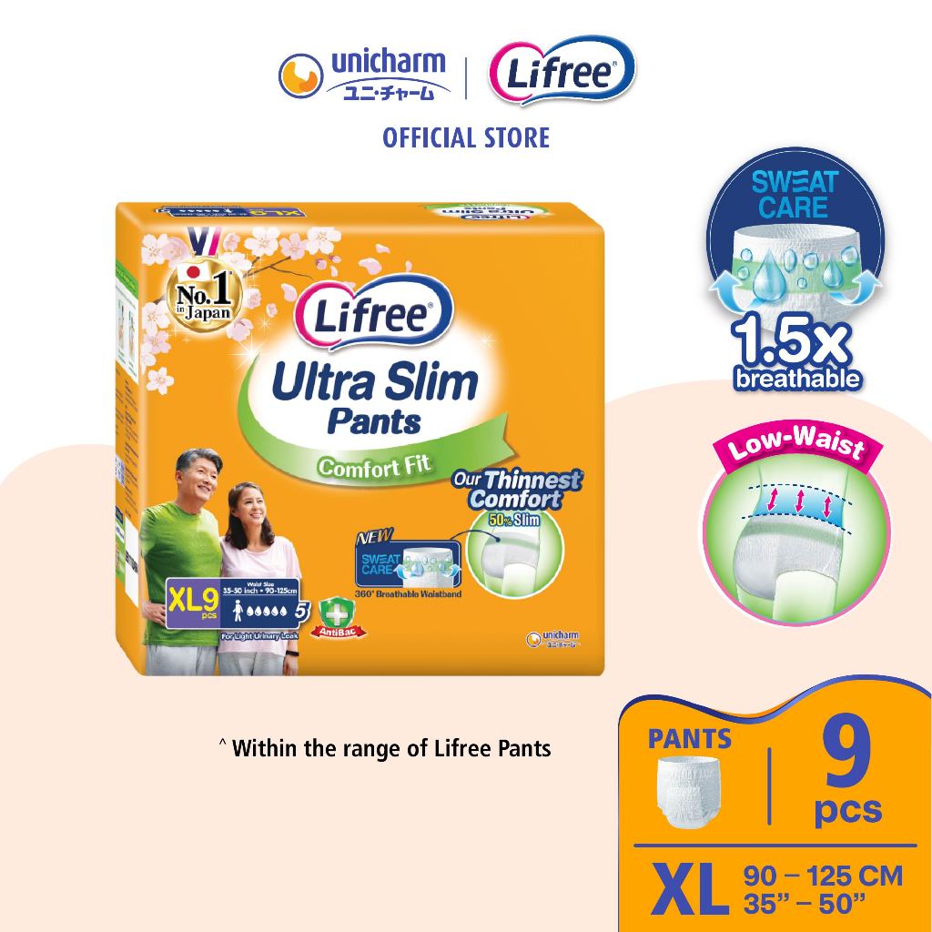 Lifree Ultra Slim Pants Adult Diapers Regular Pack XL9 (1 Pack ...