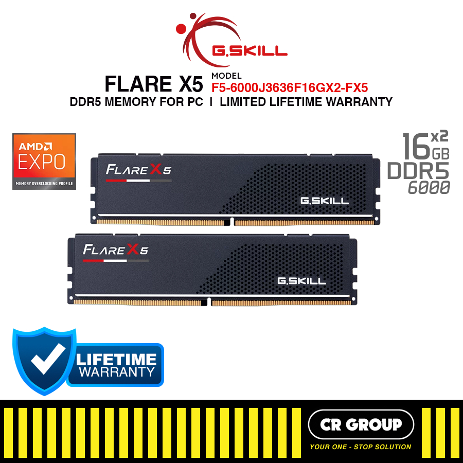 G.SKILL Flare X5 DDR5 AMD EXPO 6000/6400MHz CL28/CL30/CL32/CL36 RAM ...