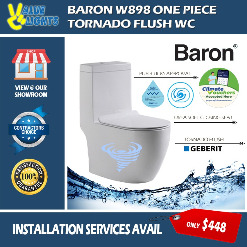 [Climate Voucher] Baron W898 1 Piece Tornado Flush WC Geberit Flush ...