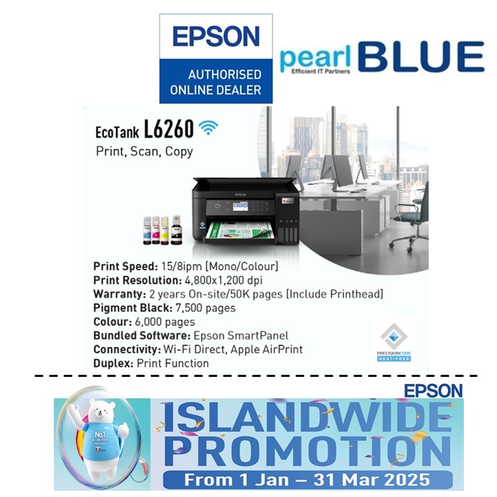 [READY STOCK] Epson EcoTank L6260 A4 Wi-Fi Duplex All-in-One Ink Tank ...