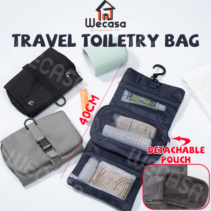 [SG] Foldable Toiletries Bag Hanging Travel Bag Toiletries Shower Pouch ...