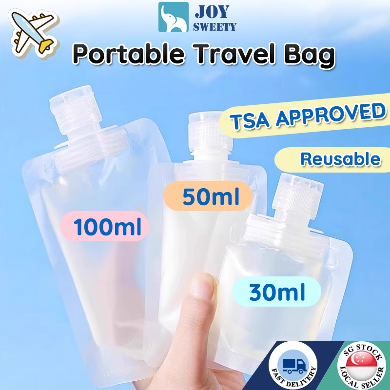 🇸🇬Transparent Matt Travel Bottle, Dispenser Bag, Reusable Travel ...