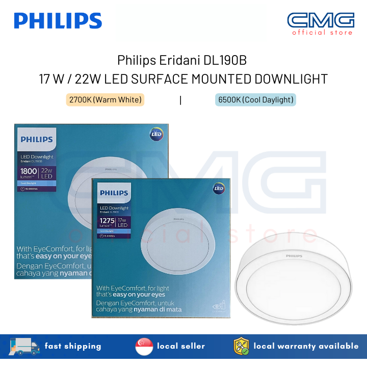 Philips Eridani DL190B LED Surface Mounted Downlight / Ceiling Light 17 ...