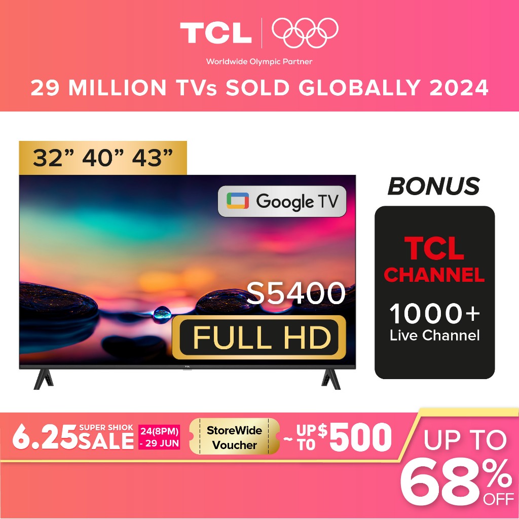 New | TCL S5400 Full HD Google TV 32 40 43 inch | LED Smart TV | Dolby ...