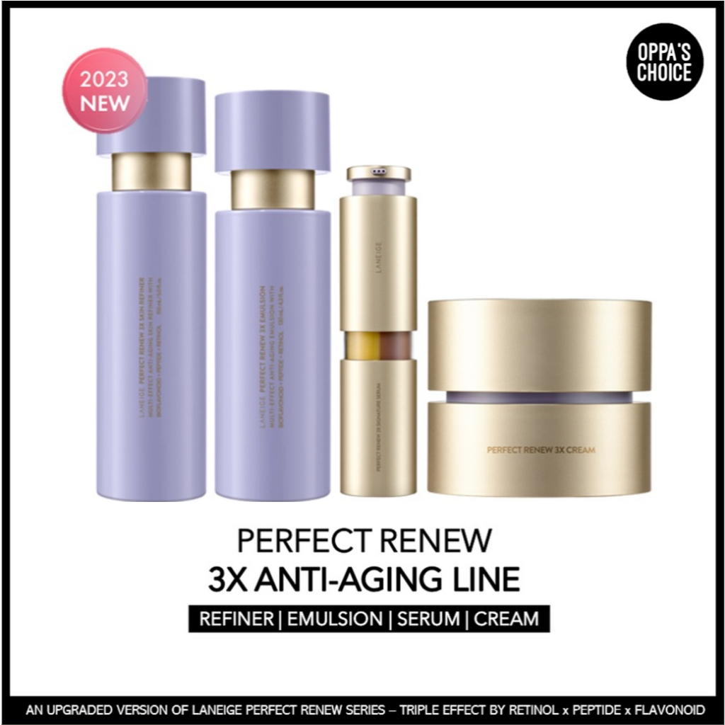 LANEIGE PERFECT RENEW 3X ANTI-AGING LINE (SKIN 0REFINER, EMULSION, SIGNATURE SERUM, CREAM ...