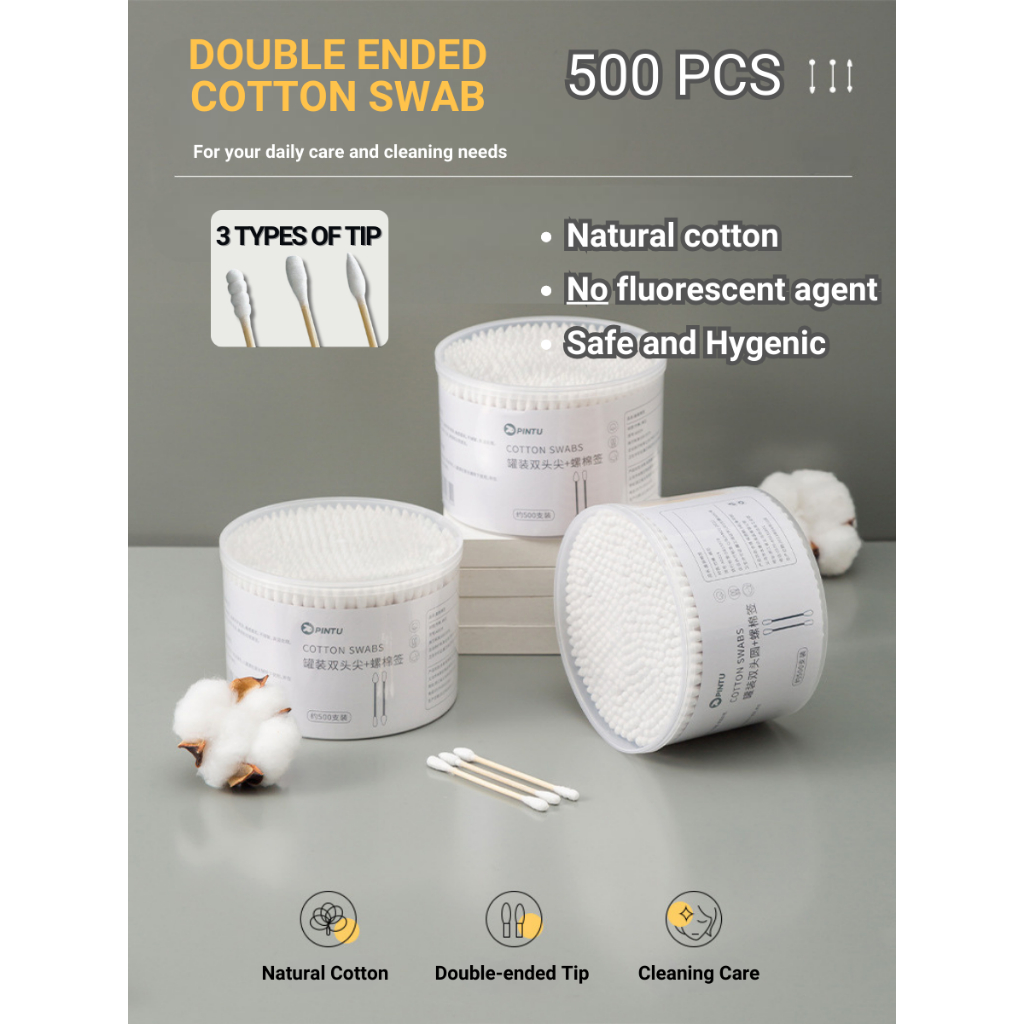 Natural Cotton Swab 500 PCs / 100 PCs - Multi-functional Make up ...