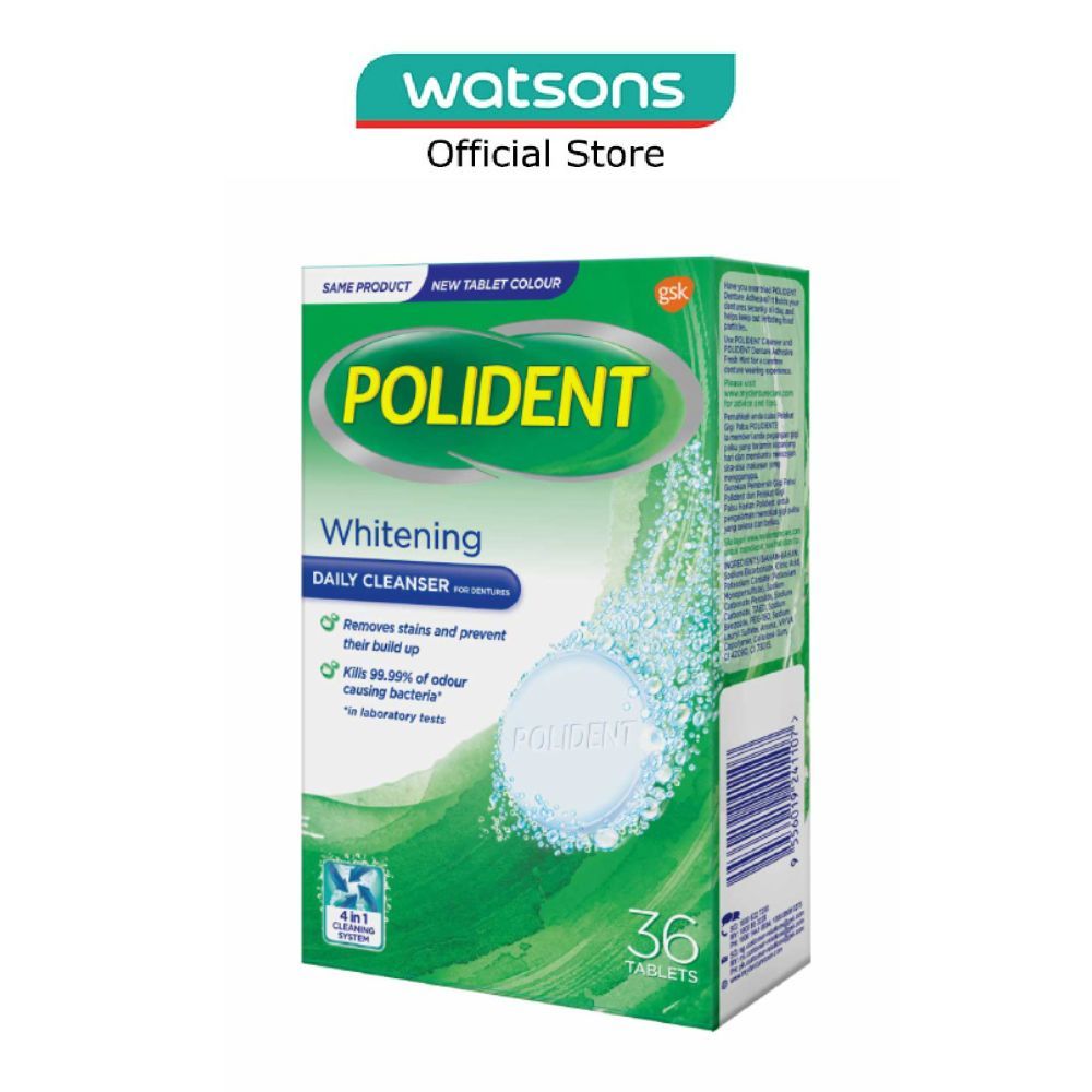 POLIDENT Overnight Whitening Denture Care & Cleanser Tablet (Kills 99. ...