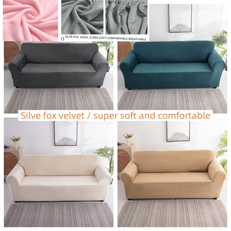 Silver fox Velvet Sofa Cover 1/2/3/4 sofa cover protector L shape sofa ...