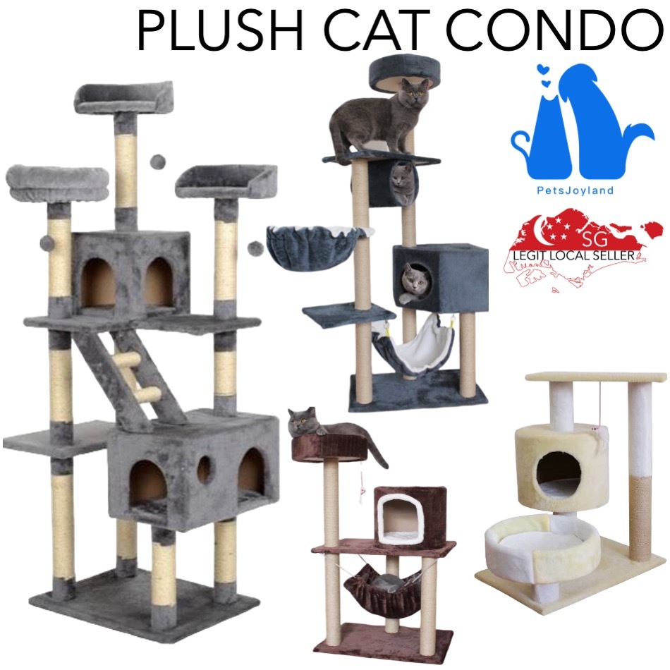 [SG SELLER] Cat Tree Tower Condo House Kennel Hut Scratcher sisal pole ...
