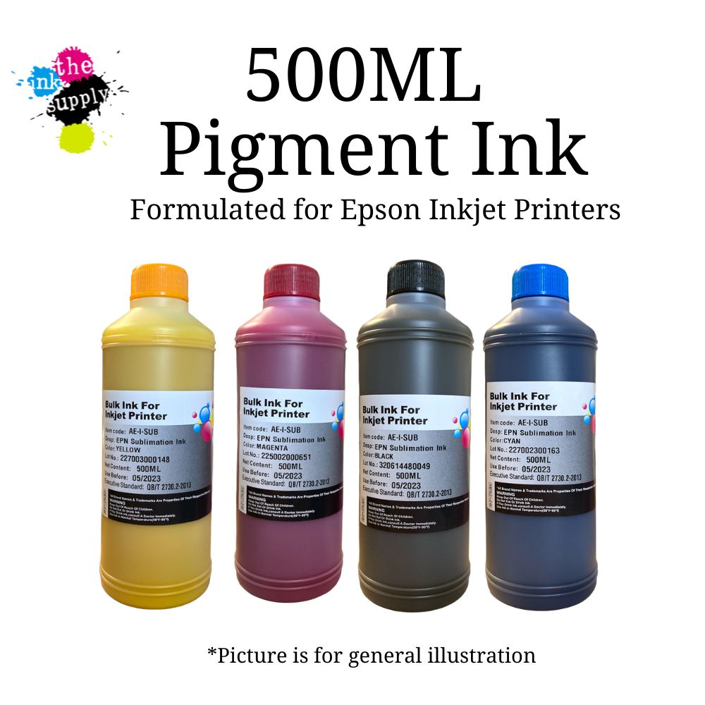 500ML Pigment Printer Ink Bottle for Epson 001 003 008 InkTank EcoTank ...