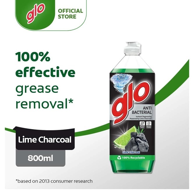 Glo Dishwashing Liquid Lime Charcoal (800ml) | Shopee Singapore