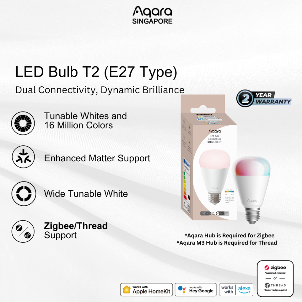 AQARA Smart T2 LED Bulbs E27 RGB CCT, Support Apple home, Google Home ...