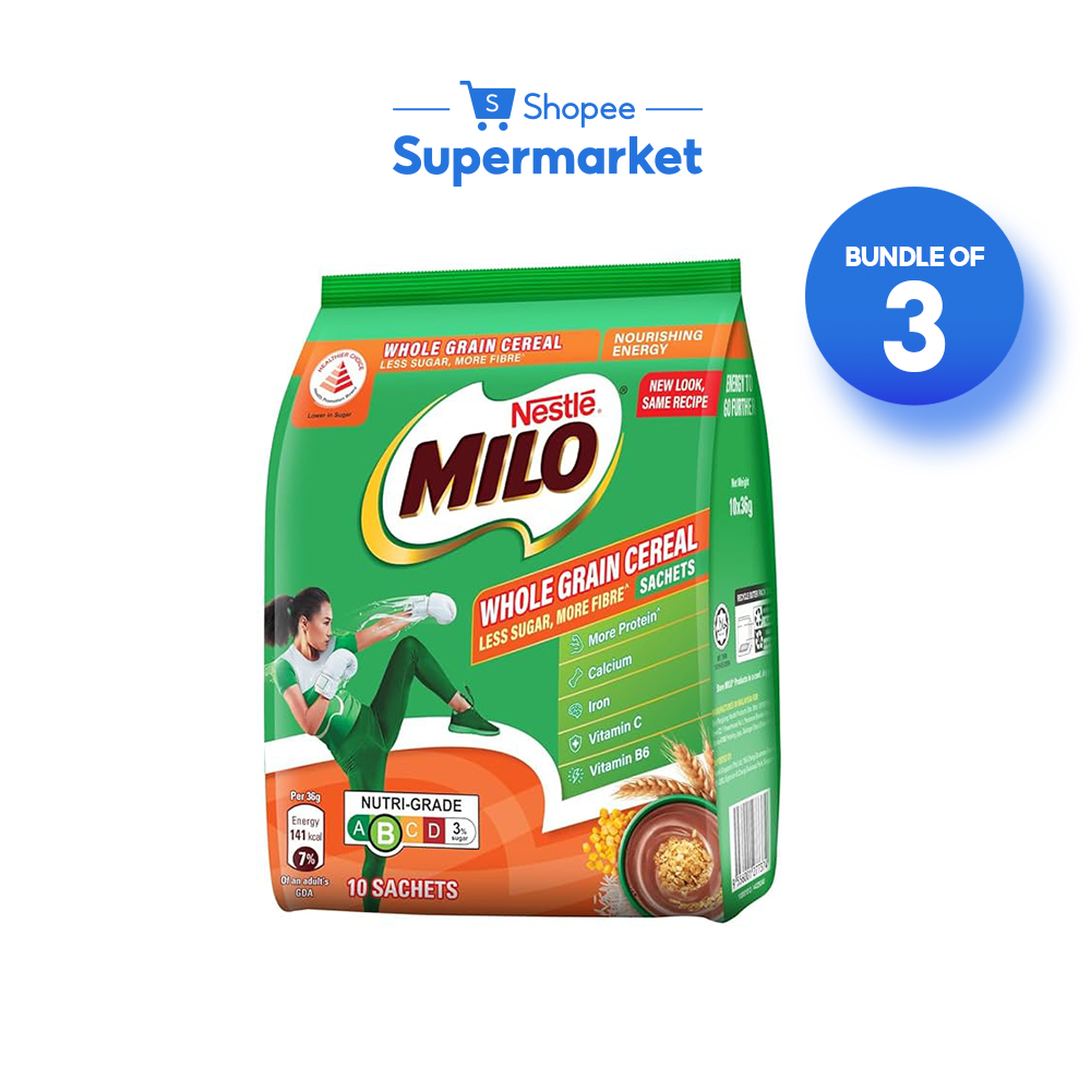 [Bundle of 3] Milo Less Sugar with Whole Grain Cereal Nutritious Choice ...