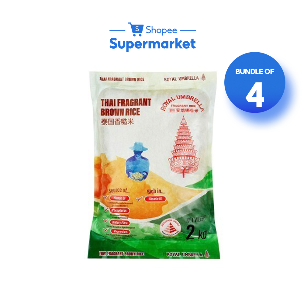 [Bundle of 2] Royal Umbrella Thai Fragrant Brown Rice, 2Kg | Shopee ...