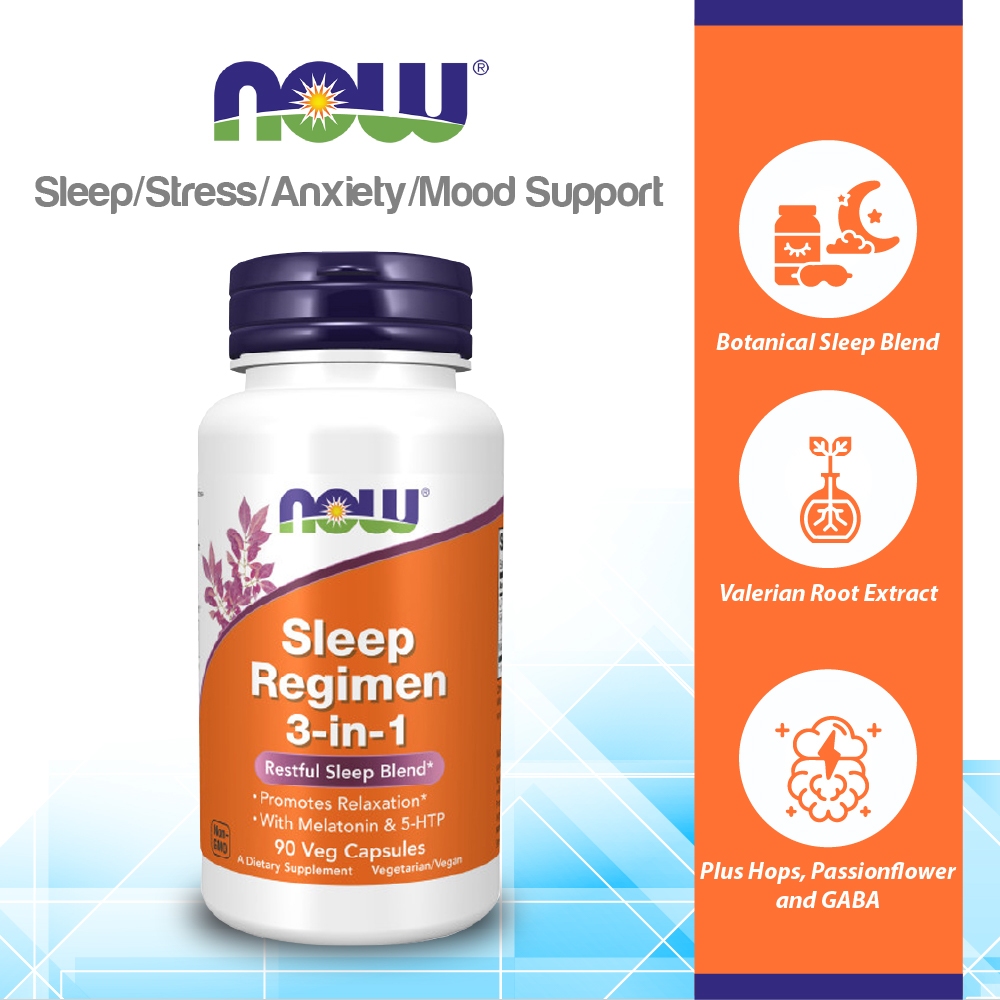 NOW Foods Sleep Regimen 3-In-1, With Melatonin, 5-HTP and L-Theanine ...