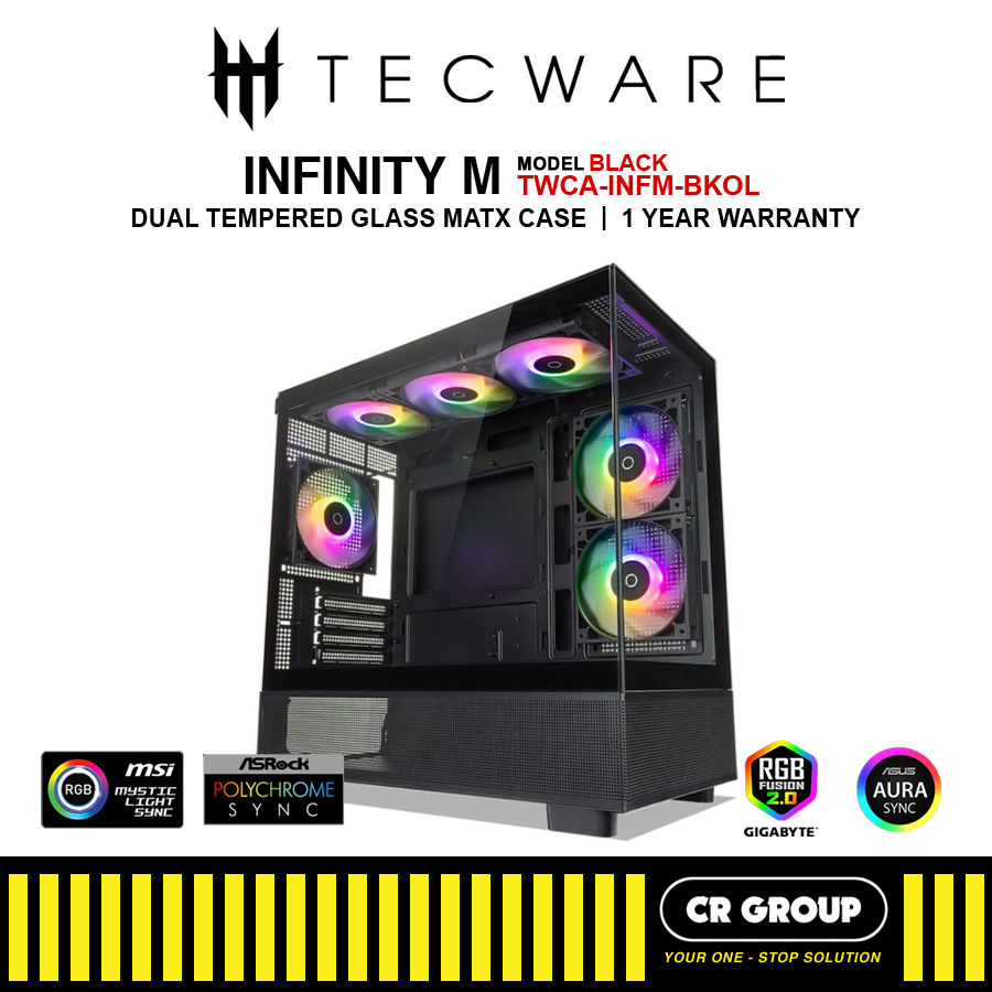 Tecware Infinity M / M2 ARGB x3 (Omni Link) PC Case - Black/White (1Yr ...