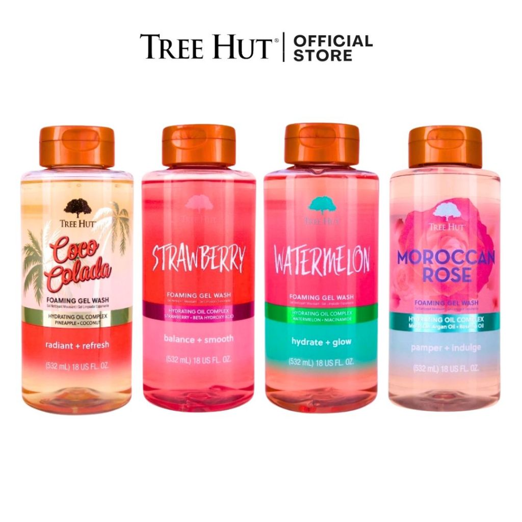 Tree Hut Foaming Gel Body Wash Strawberry / Watermelon / Moroccan Rose ...