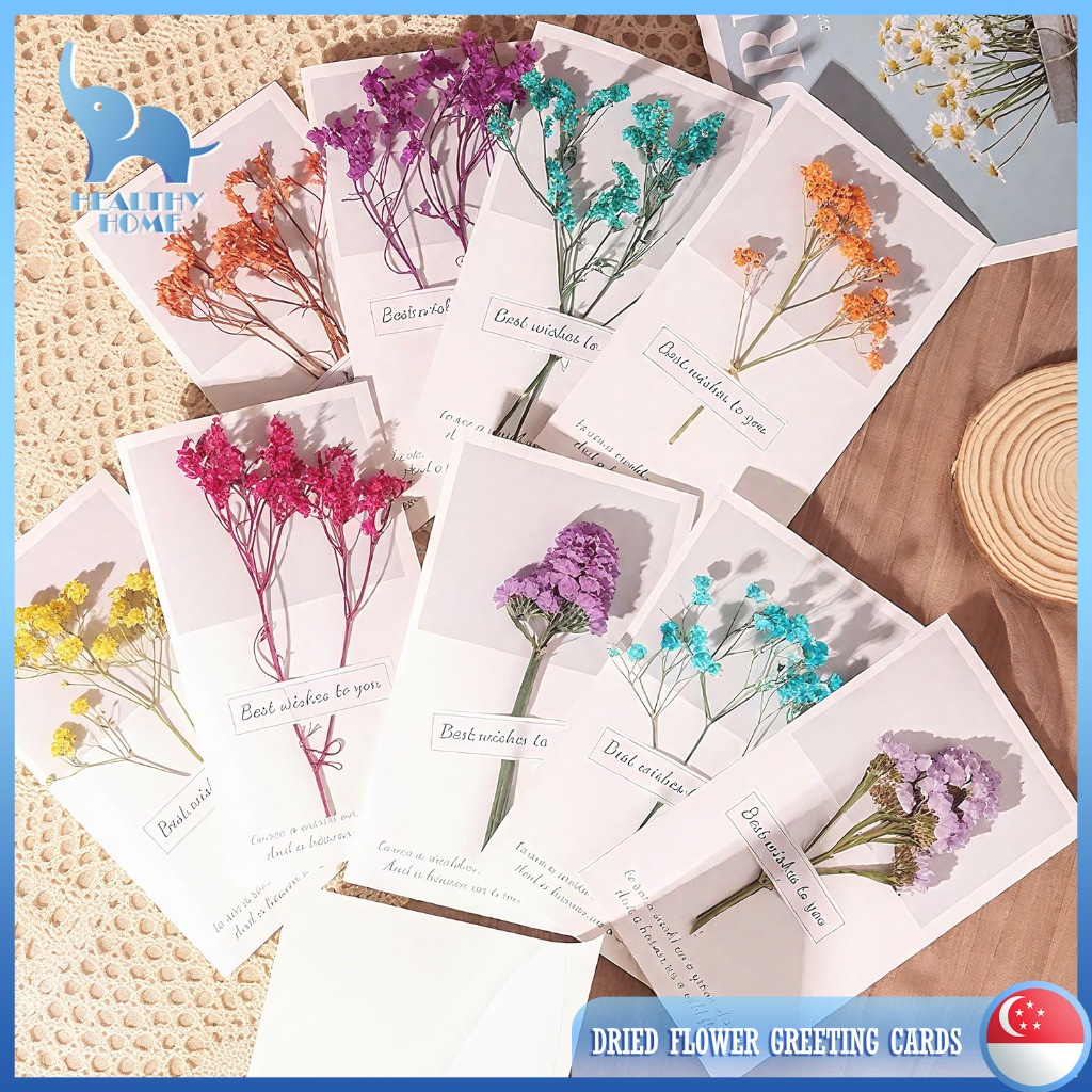 💕SG Stock💕Dried Flowers Card (With Envelope) With Flower Blessing ...