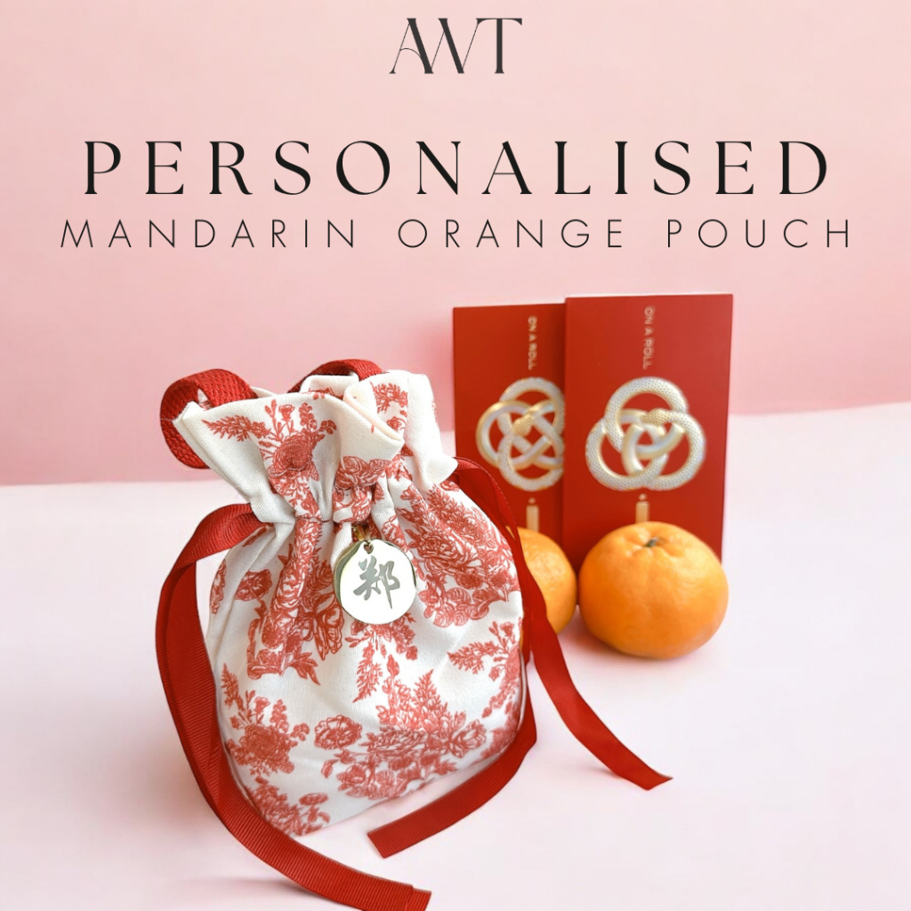 [SAME DAY SHIP] SG Personalised Customised Floral Mandarin Orange Pouch ...