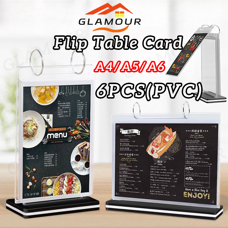 [SG] A4/A5/A6 Flip Menu Stand Table Card Table Board Reception Label 6 ...