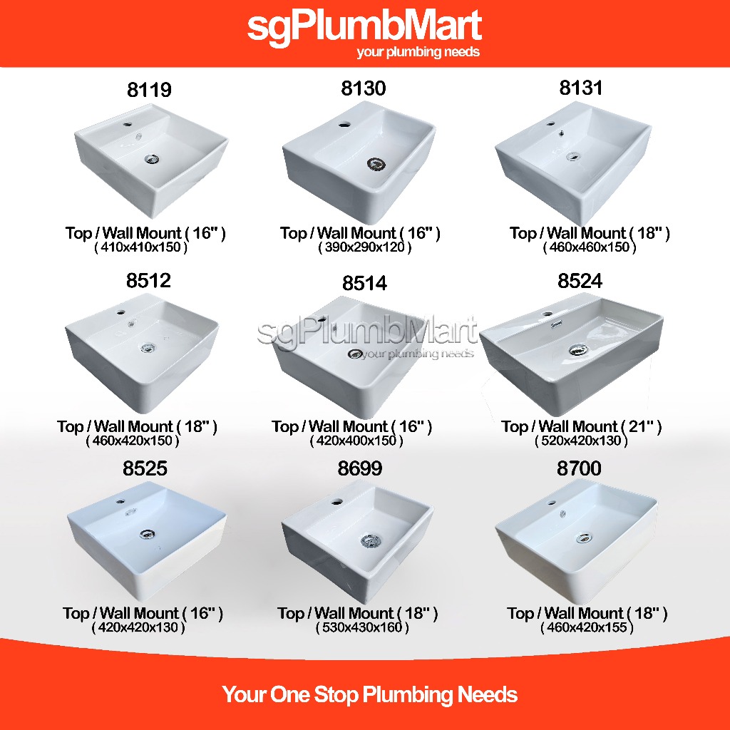 sgPlumbMart Ceramic Basin Wall Hung/Top Mount Artistic Basin Multi ...