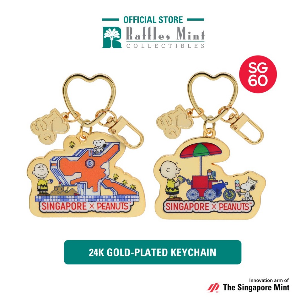 Singapore X Peanuts SG60 24K Gold-Plated Keychain [The Singapore Mint ...