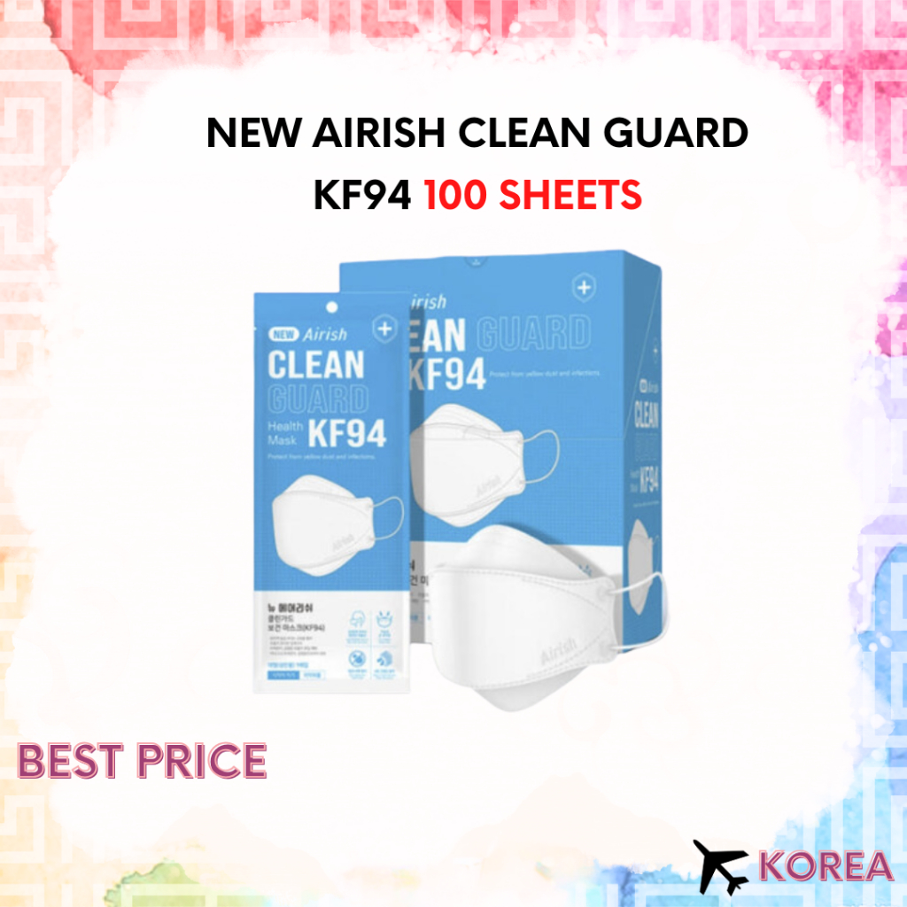 New Airish Clean Guard KF94 Health mask (100sheets) | Shopee Singapore
