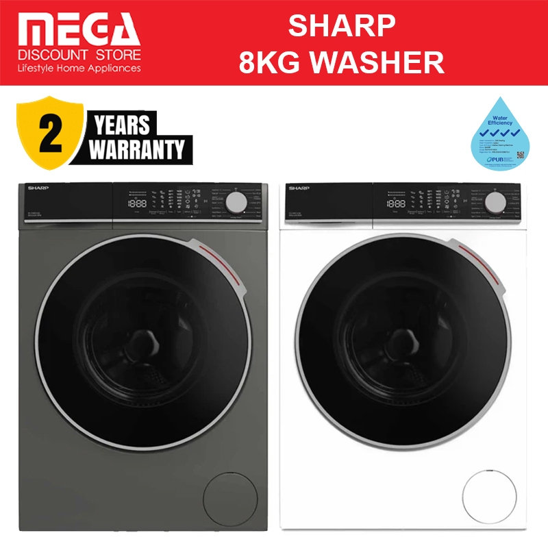 SHARP ES-FW814SW | ES-FW814SB 8KG FRONT LOAD WASHER (4 TICKS) | Shopee ...