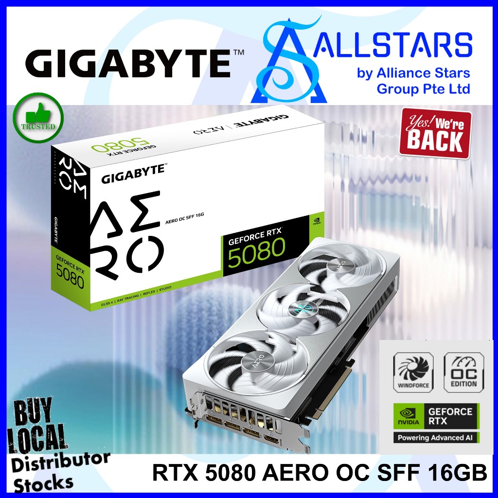 Gigabyte RTX 5080 AERO OC SFF 16GB PCI-Express x16 Gaming Graphics Card ...