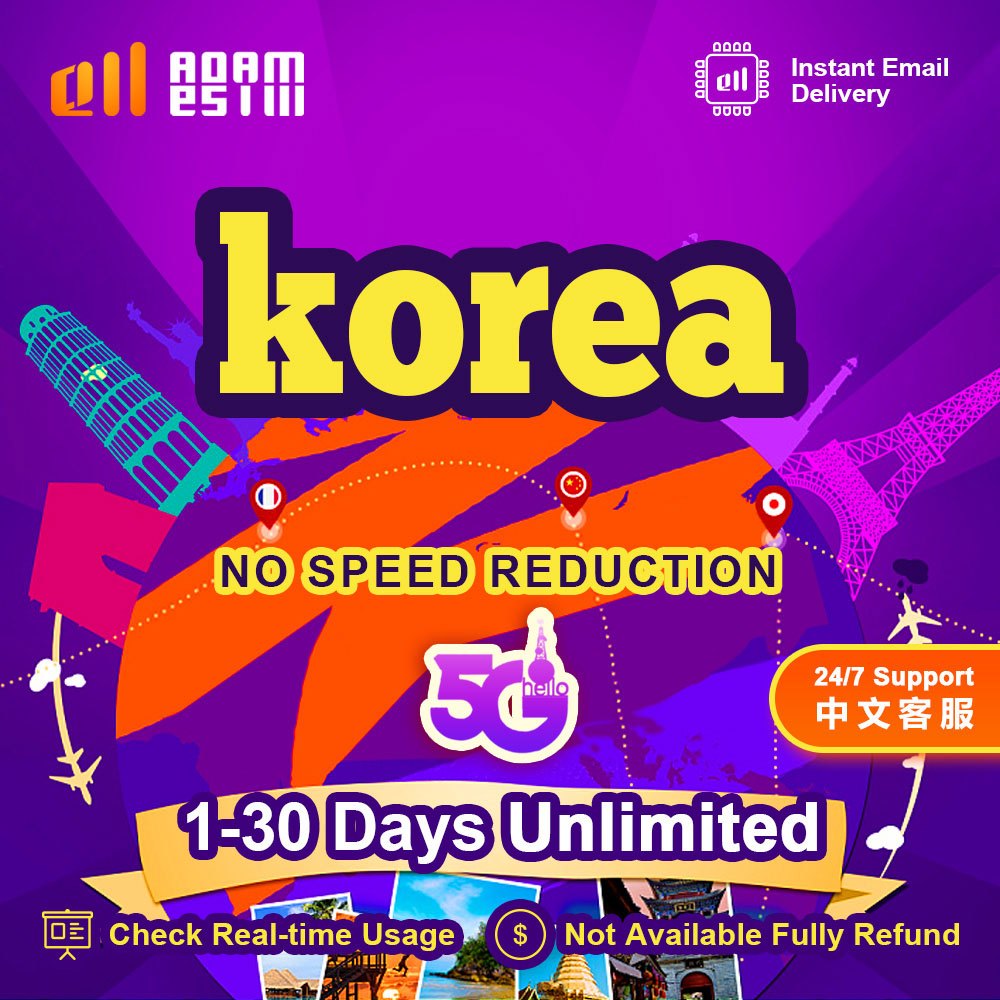 Korea eSIM 5G High Speed 1-30 Days Unlimited Data South Korea KT/SK esim Card | Shopee Singapore