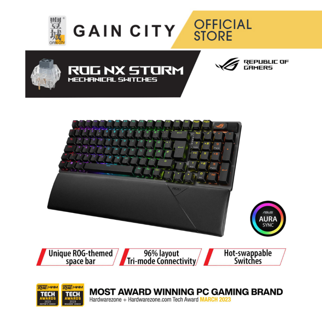 Asus Rog Strix Scope Ii 96 Nx Storm Wireless Keyboard - Black 90mp037b ...