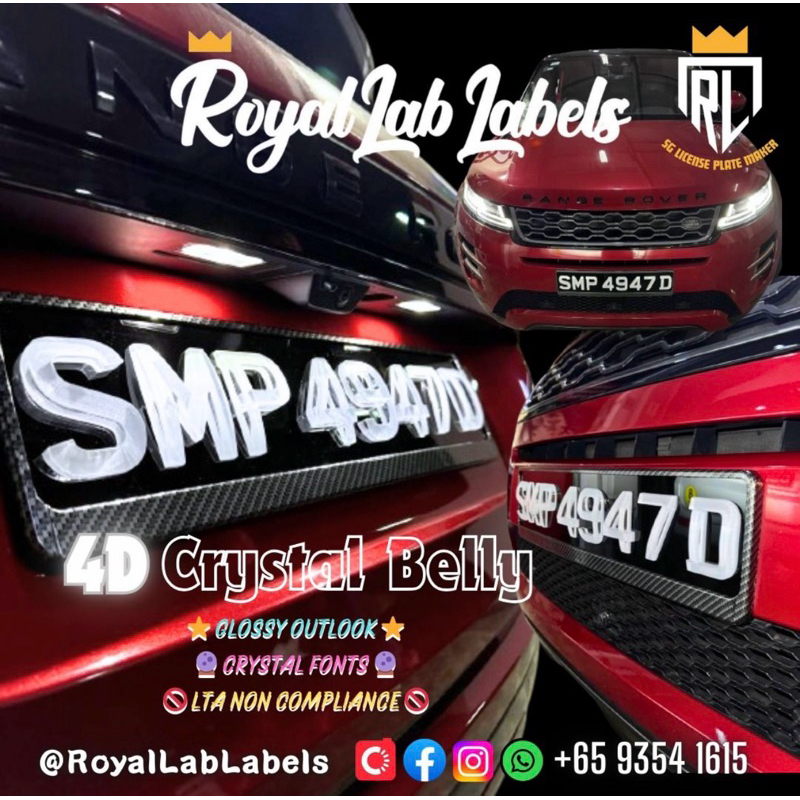 [🇸🇬 ] CHEAPEST 4D Popout [Crystal Belly] Car Plate / License Plate ...