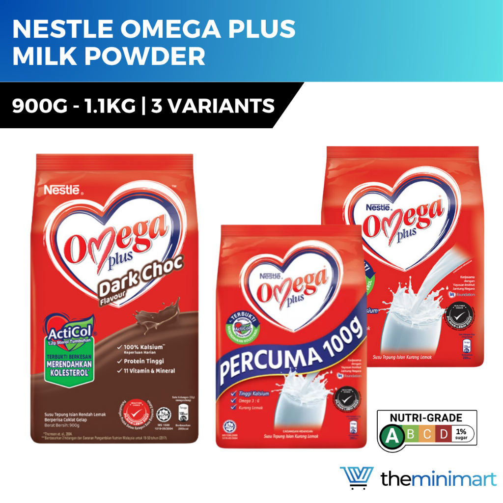 NESTLE Omega Plus Milk Powder 1KG/900G/1.1KG - Original / Chocolate ...