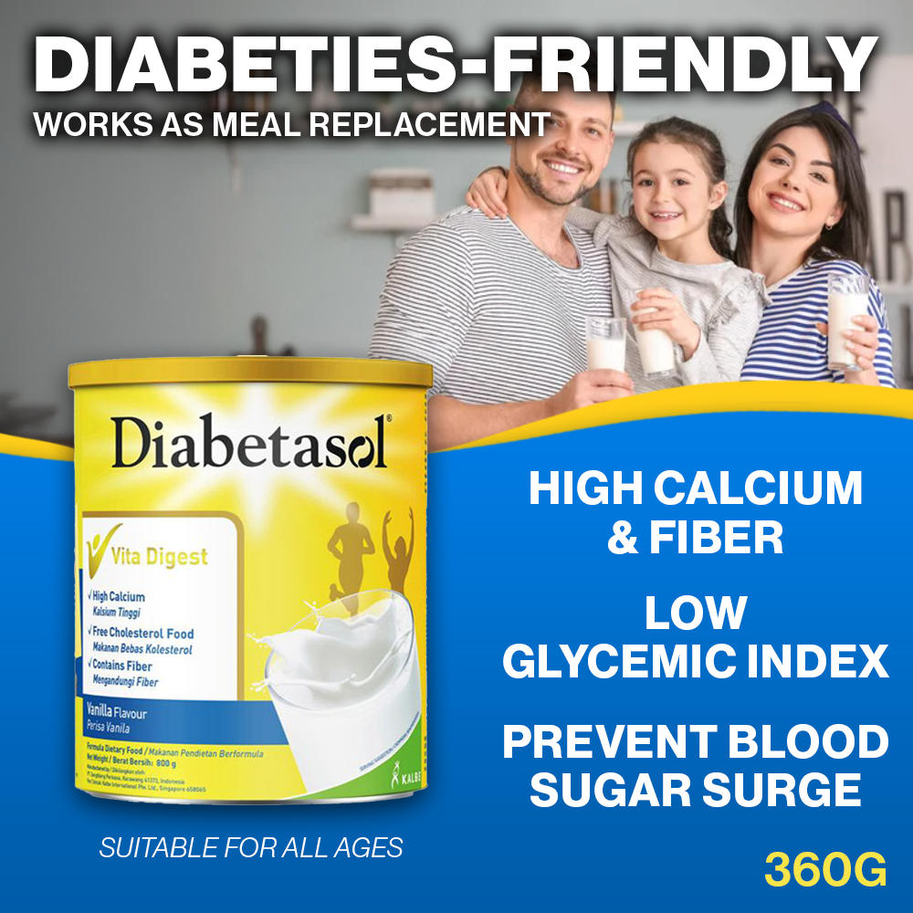 Diabetasol Nutrition Milk Powder for Diabetic 360g/720g High Calcium Halal Diabetic Elderly ...