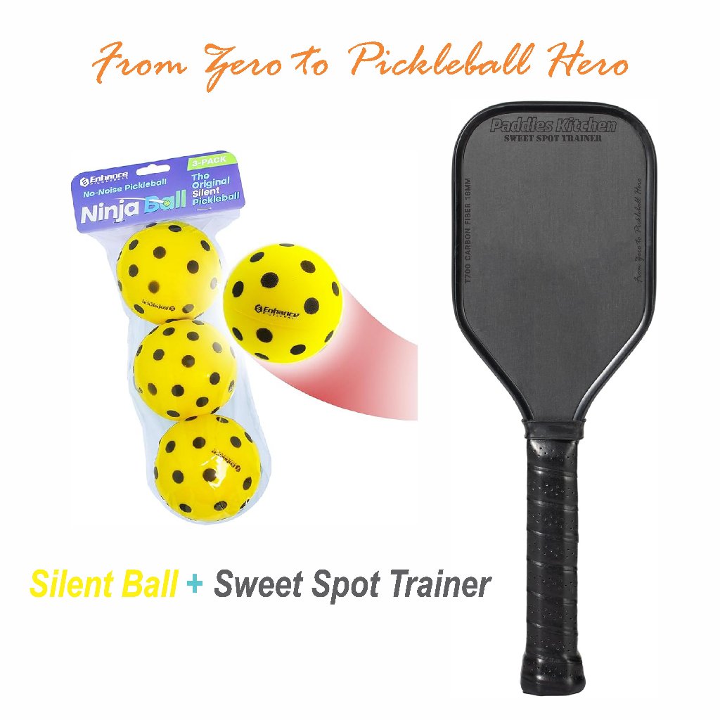 Enhance Pickleball Ninja Ball + Sweet Spot Training Paddle - Silent ...