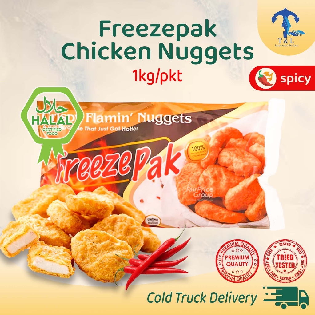 Halal Freezepak Chicken Nugget Spicy Flavour (800g/pkt) | 鸡肉块 | Shopee ...