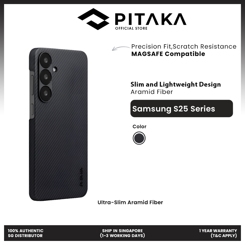 PITAKA Ultra-Slim Aramid Fiber Case for Samsung Galaxy S25 Series – Wireless Charging, Scratch ...