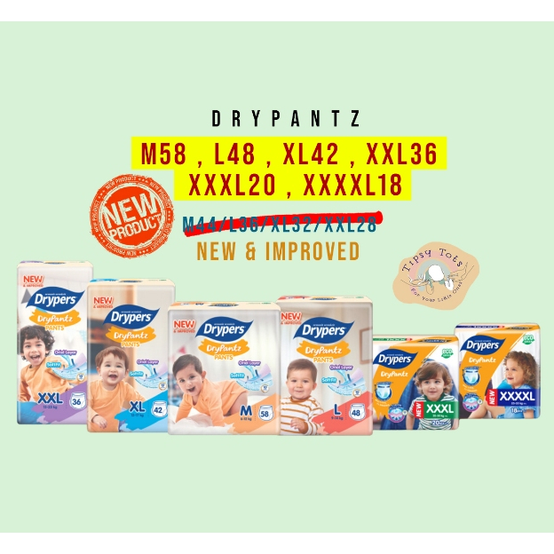 Drypers DRYPANTZ Pants - M58/L48/XL42/XXL36 (4 packs/carton) | Shopee ...